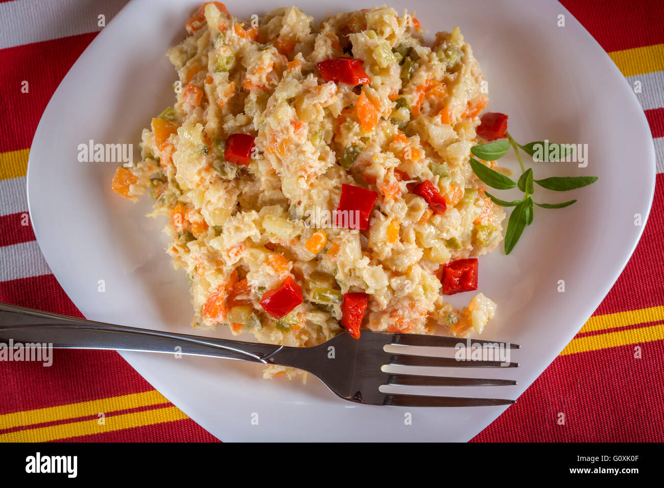 Romanian traditional Boeuf Salad on plate Stock Photo - Alamy