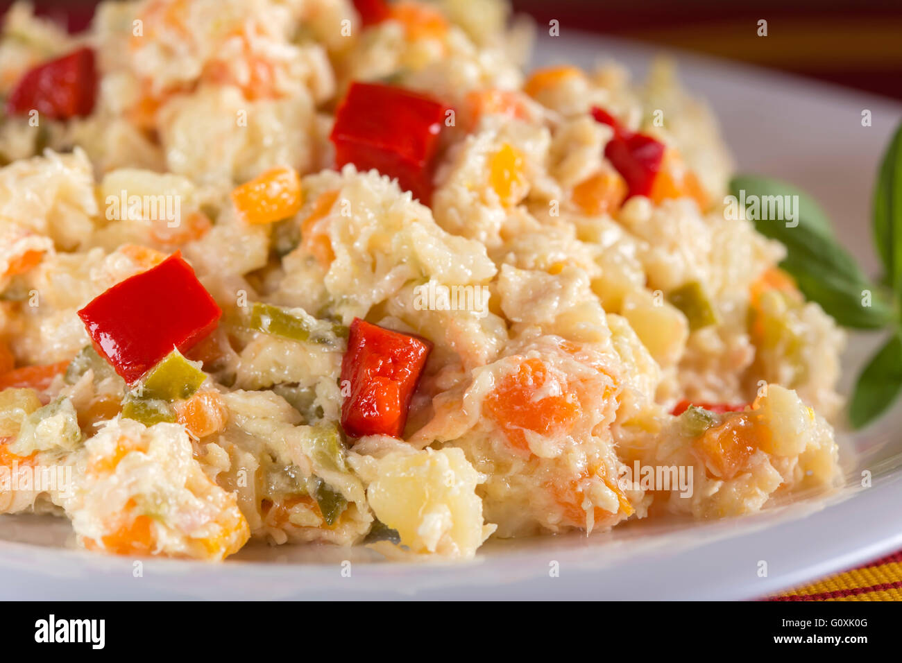 Romanian traditional Boeuf Salad on plate Stock Photo - Alamy