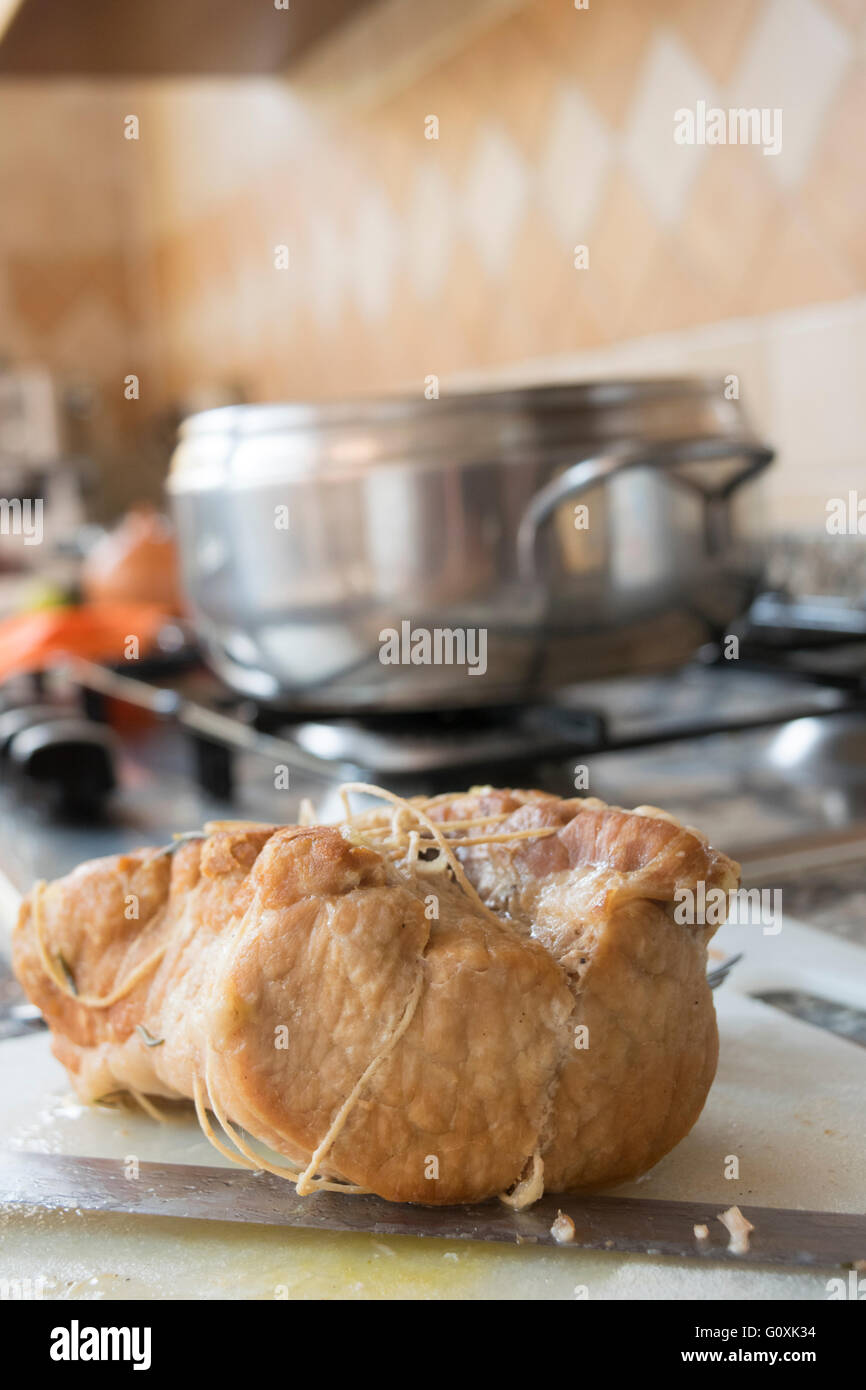 soft pork loin just cooked on a hob Stock Photo - Alamy