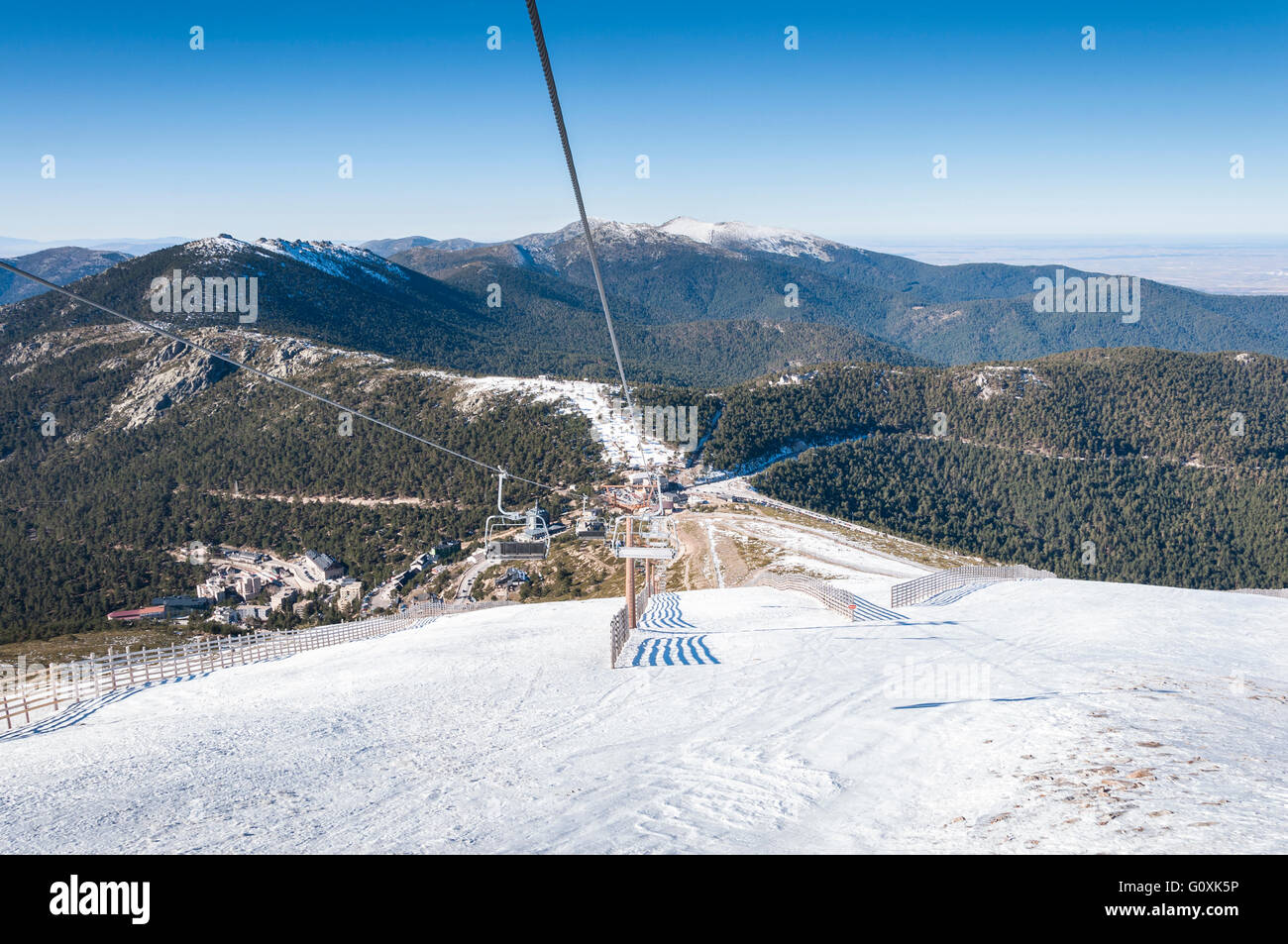 Chair lift in Navacerrada Ski Resort, Navacerrada Mountain Pass, Madrid ...