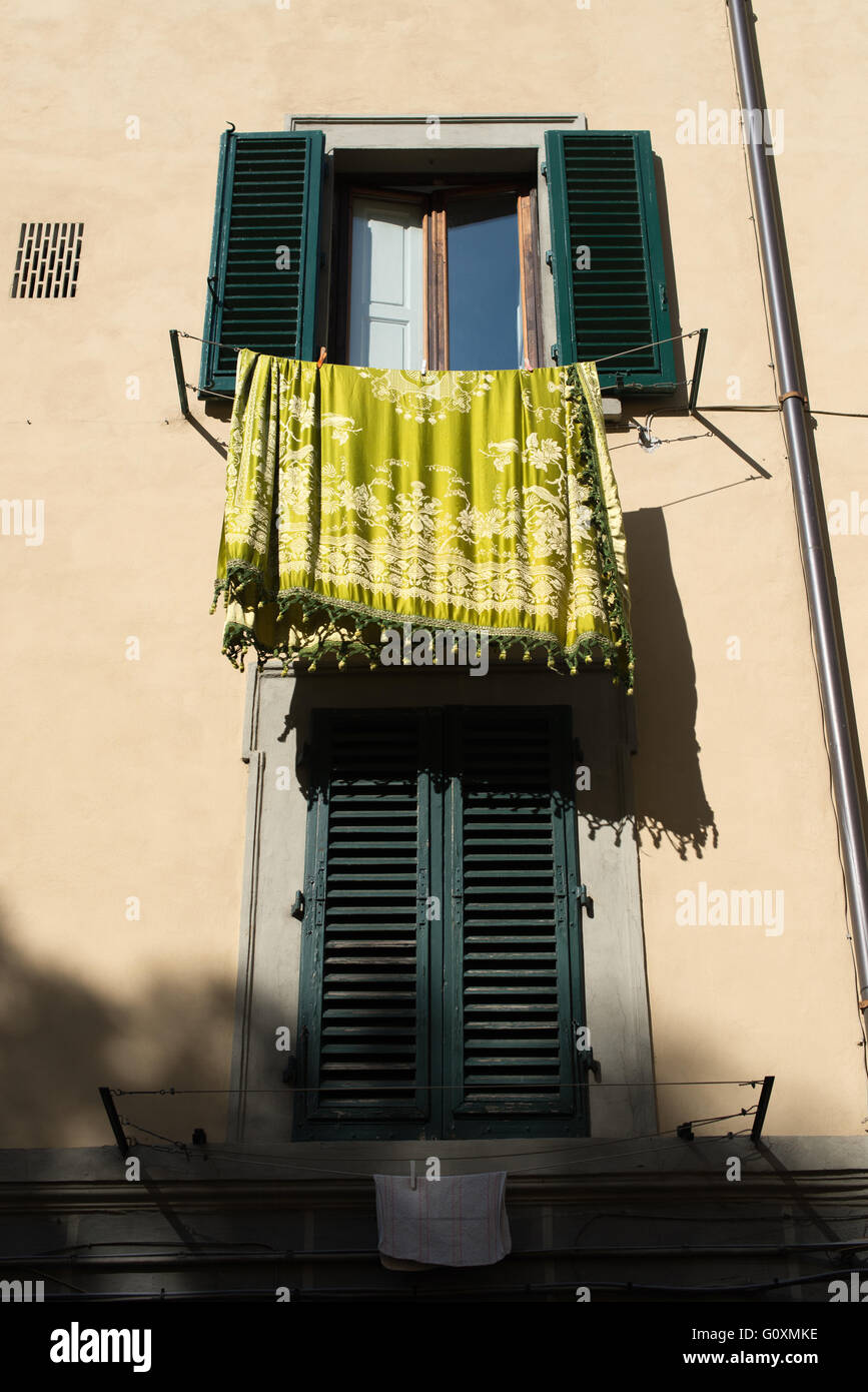 Window with Hanging Black in Florence, Italy Stock Photo - Alamy