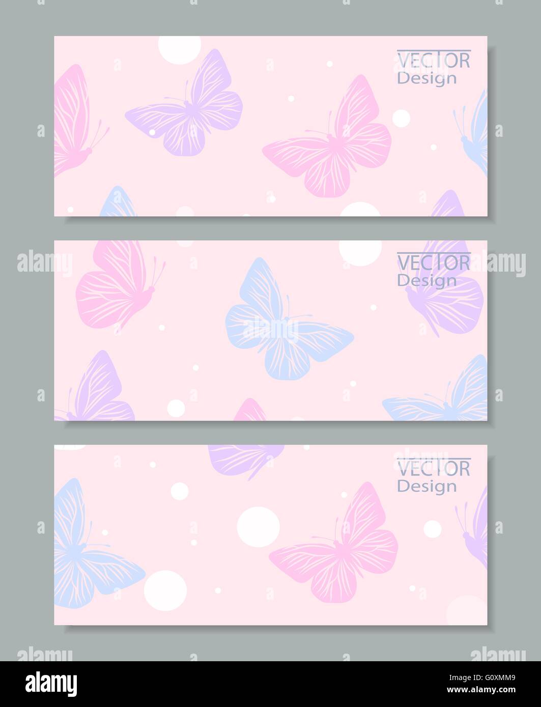 Set of three banners with paper butterflies Stock Vector Image & Art ...