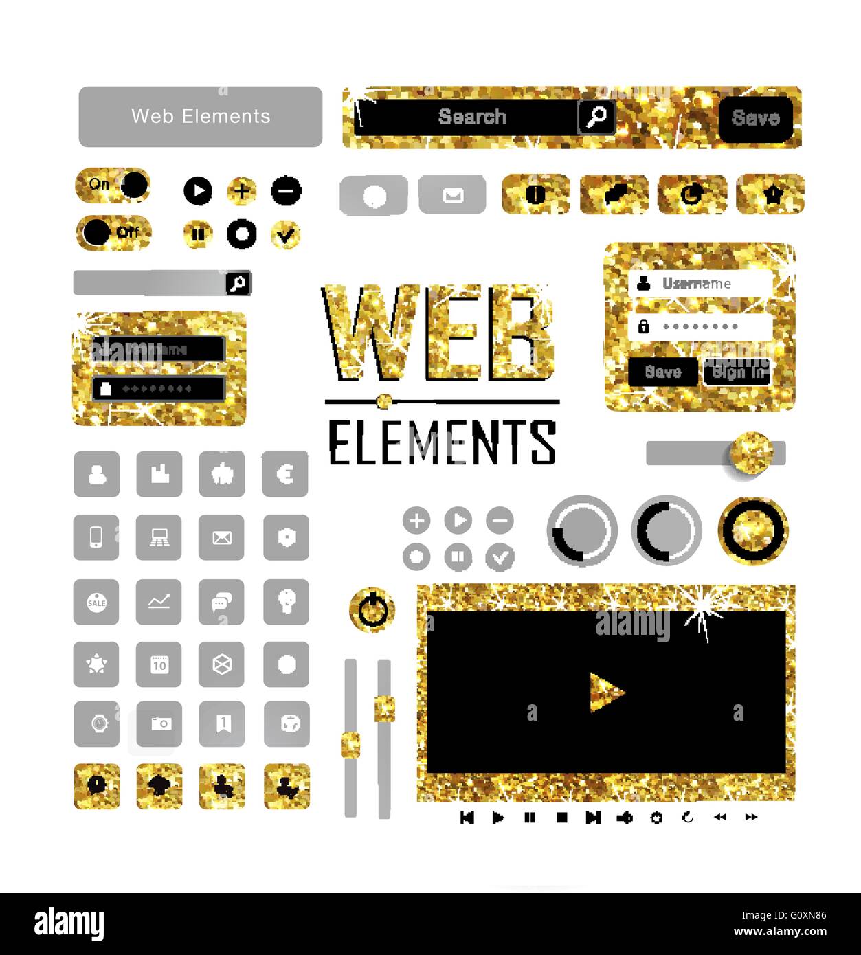 Web elements of gold glittering Stock Vector Image & Art - Alamy
