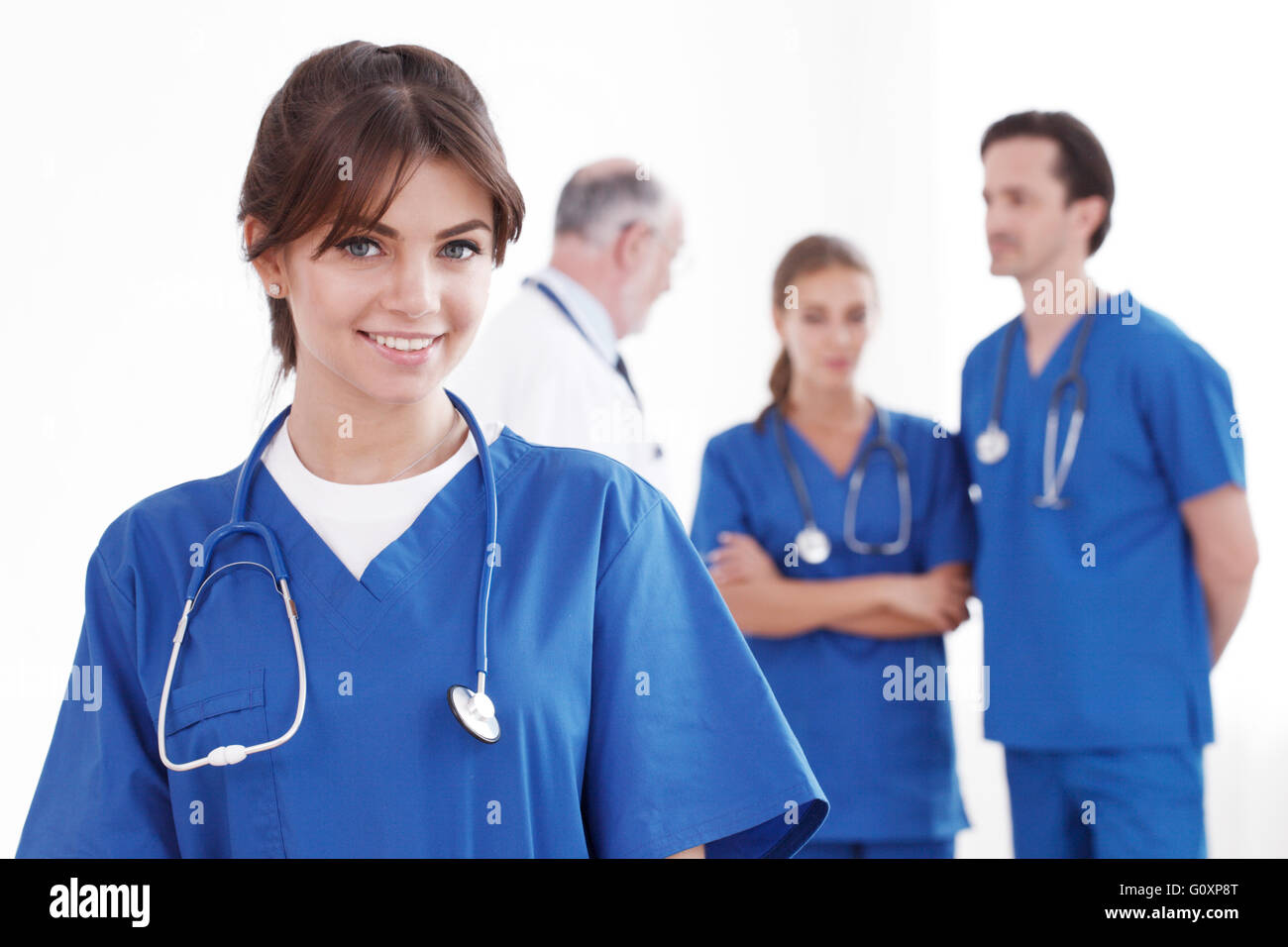 Team of professional doctors isolated on white background Stock Photo ...