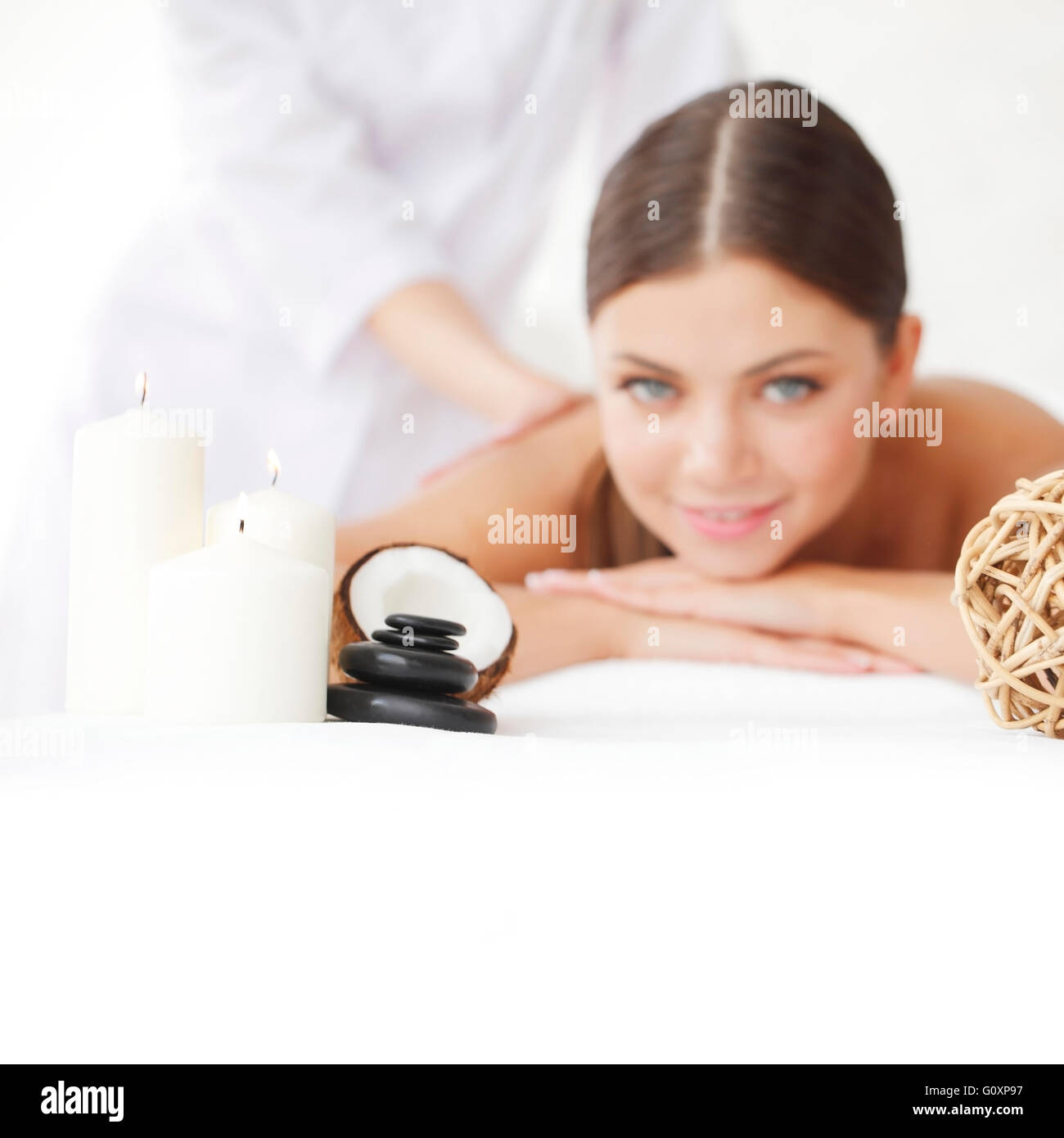 Beautiful young woman getting spa massage close up Stock Photo - Alamy