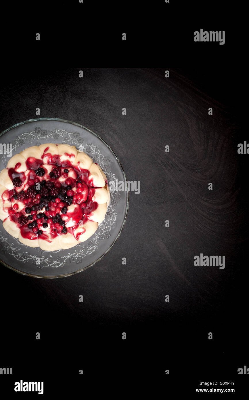 Cake Top View On Black Stock Photo - Alamy