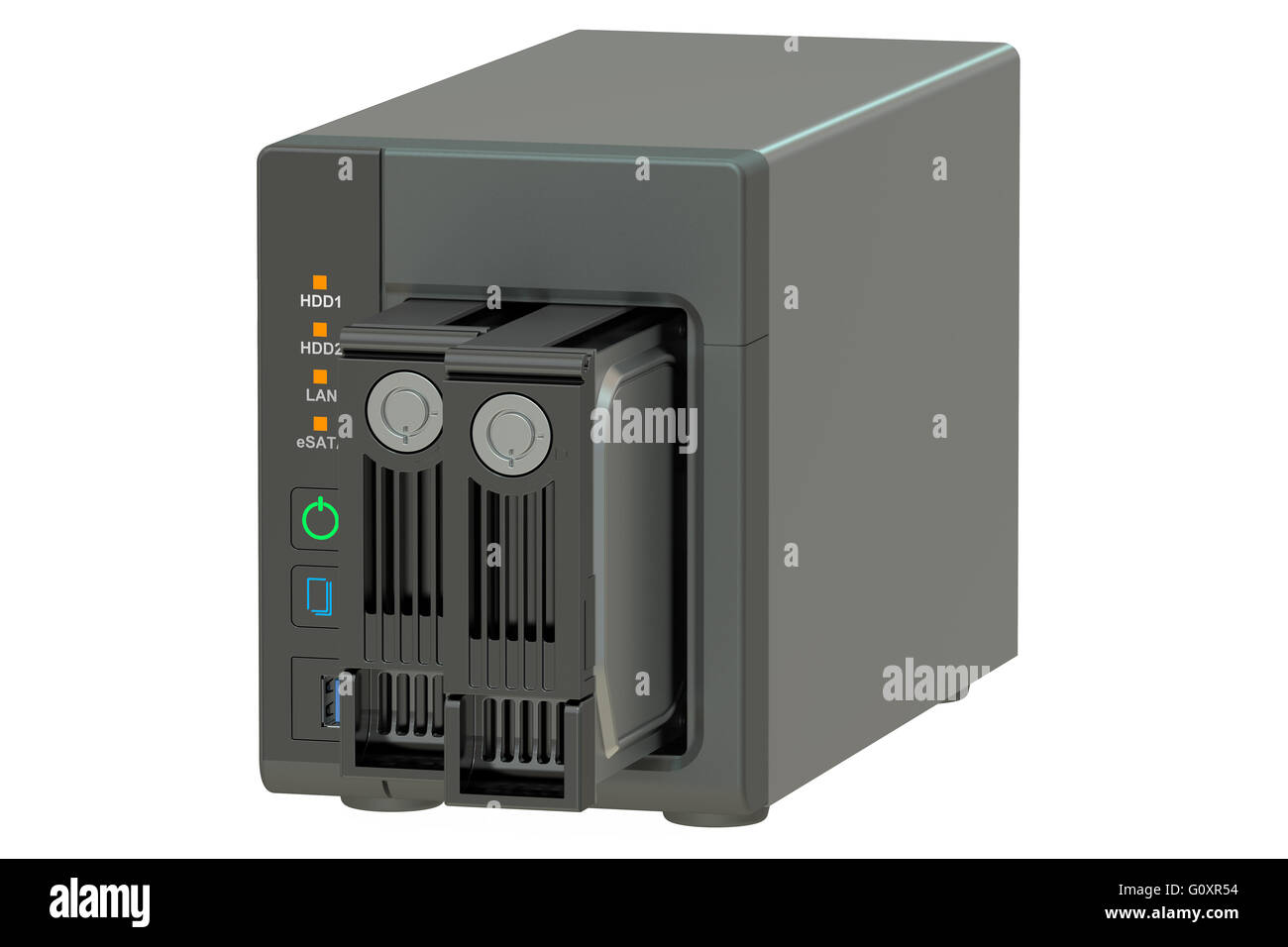 NAS with two disks, 3D rendering isolated on white background Stock ...