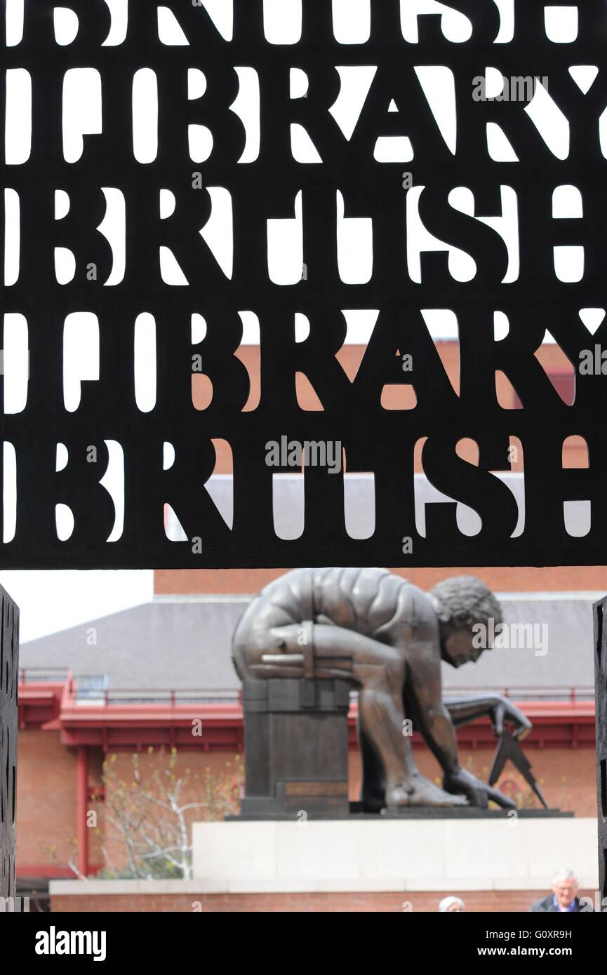 Statue outside British Library, London Stock Photo - Alamy