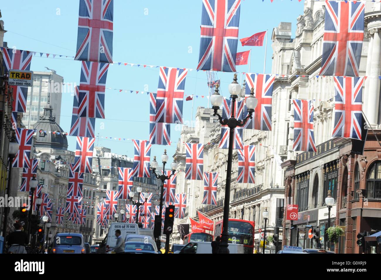 Union Jacks Hanging over Regents street, London Stock Photo - Alamy