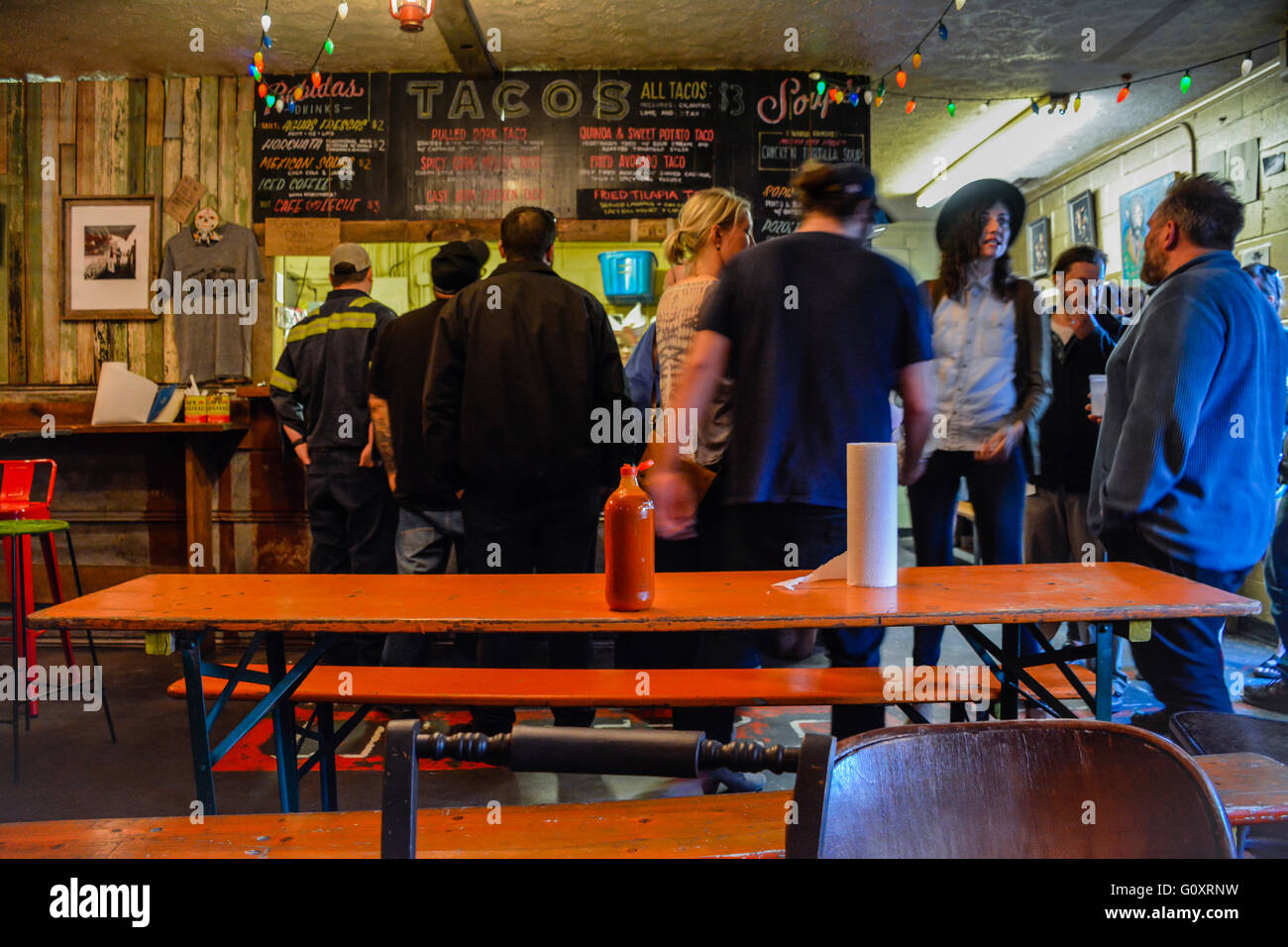 The interior of the popular and trendy Mas Tacos Restaurant with ...