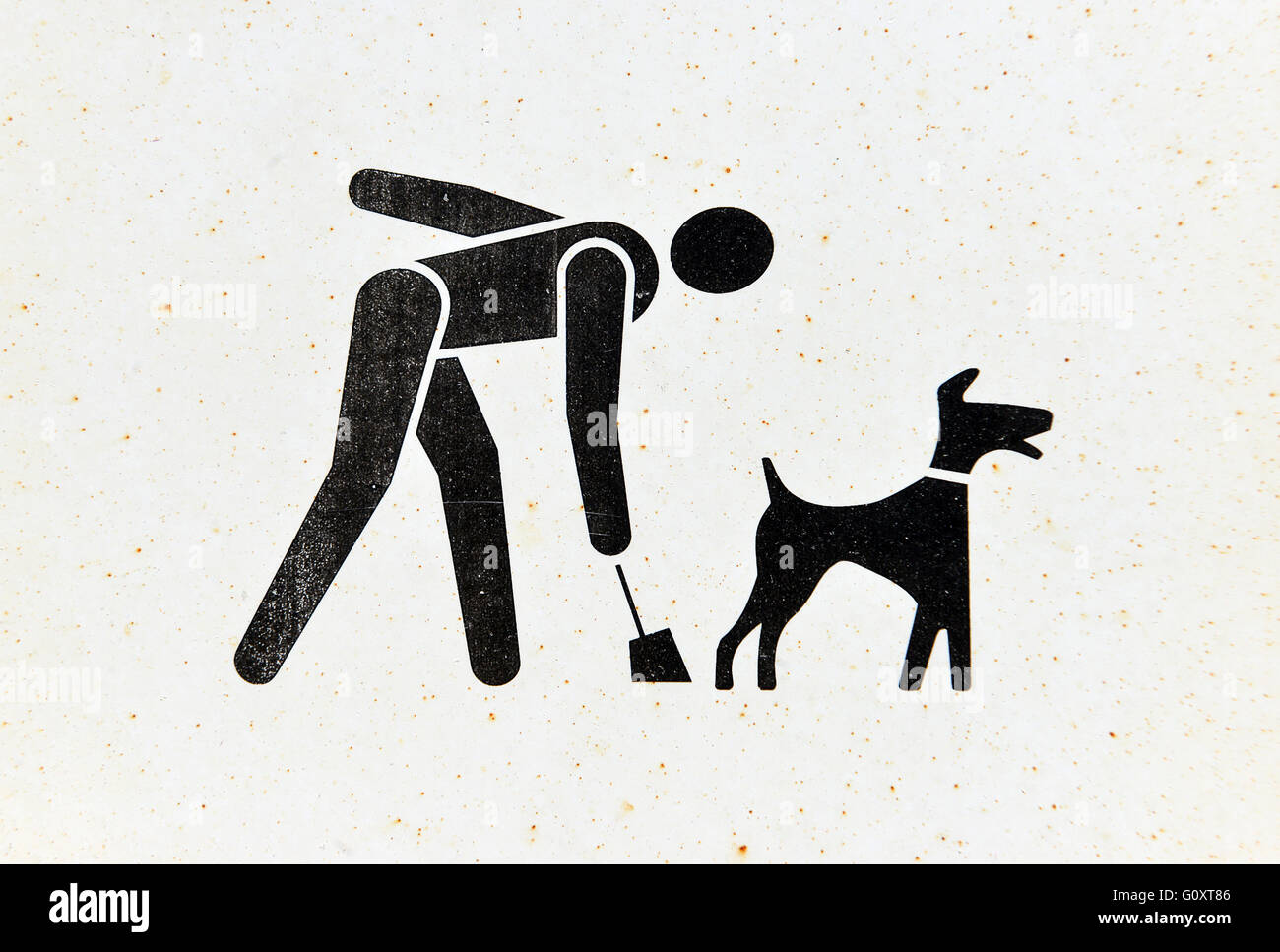 Rusty pick up dog waste sign Stock Photo - Alamy