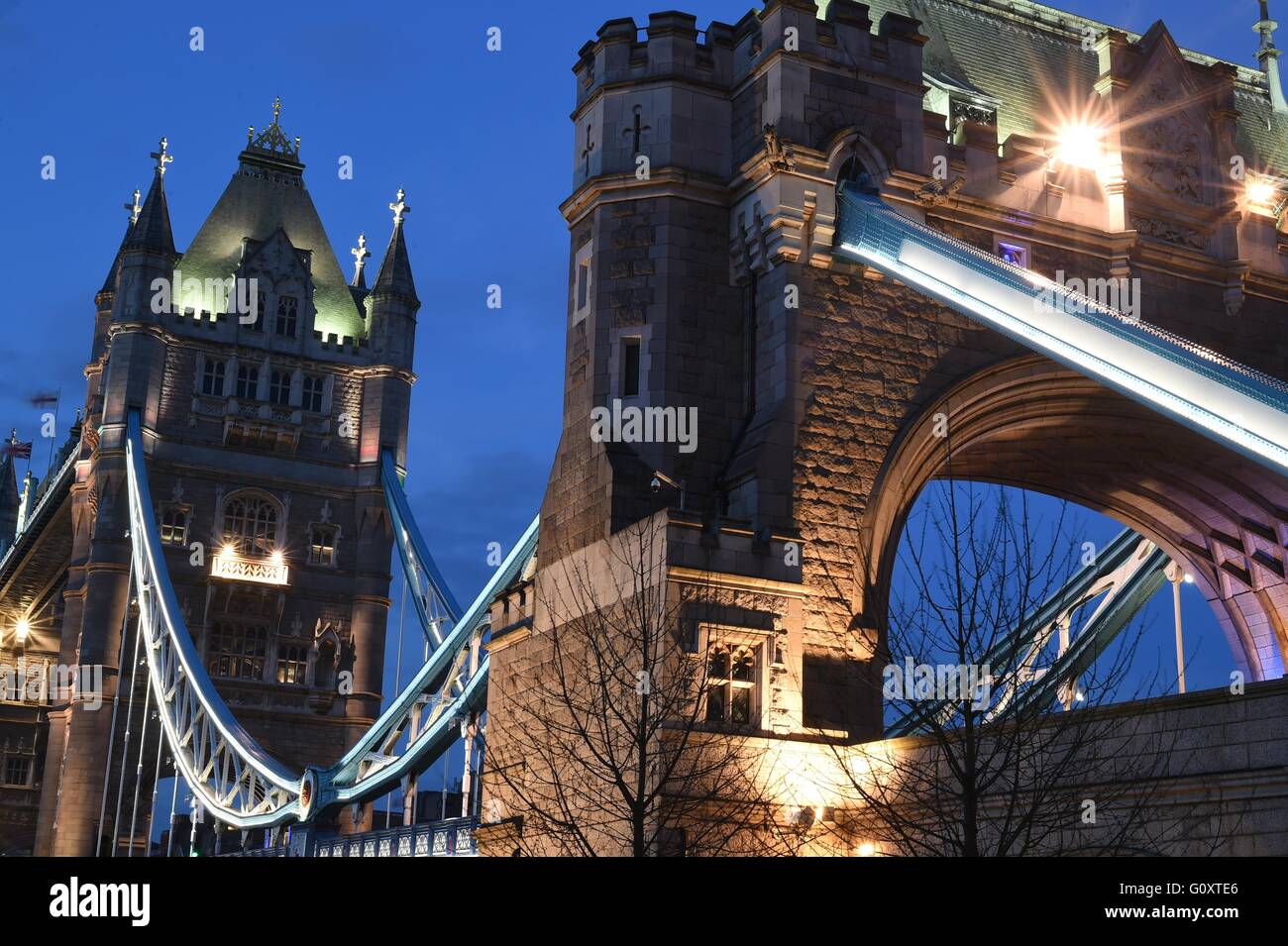 Side Angle of Tower Bridge in London UK Stock Photo - Alamy