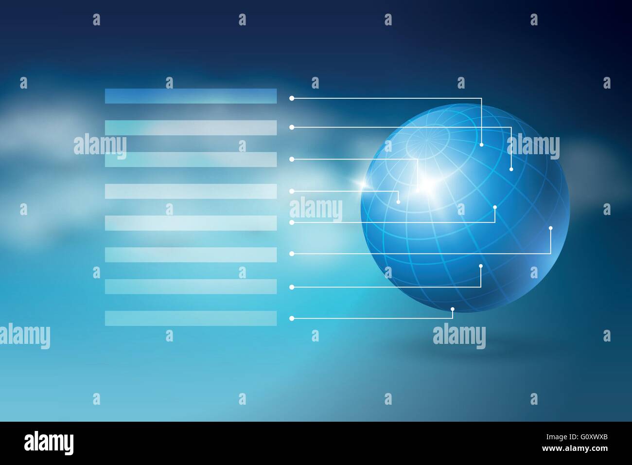 World sphere on cloudly blue sky. Infographic design template Stock ...