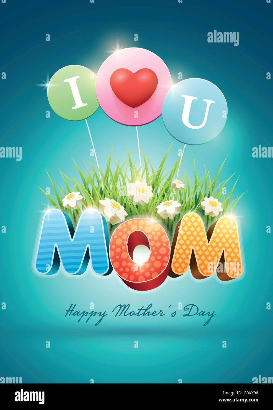 Mother's Day Poster design template. Elements are layered separately in ...