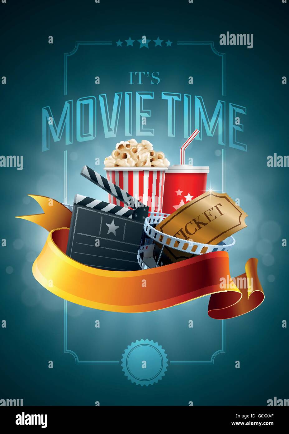 Popcorn box; Disposable cup for beverages with straw, film strip ...