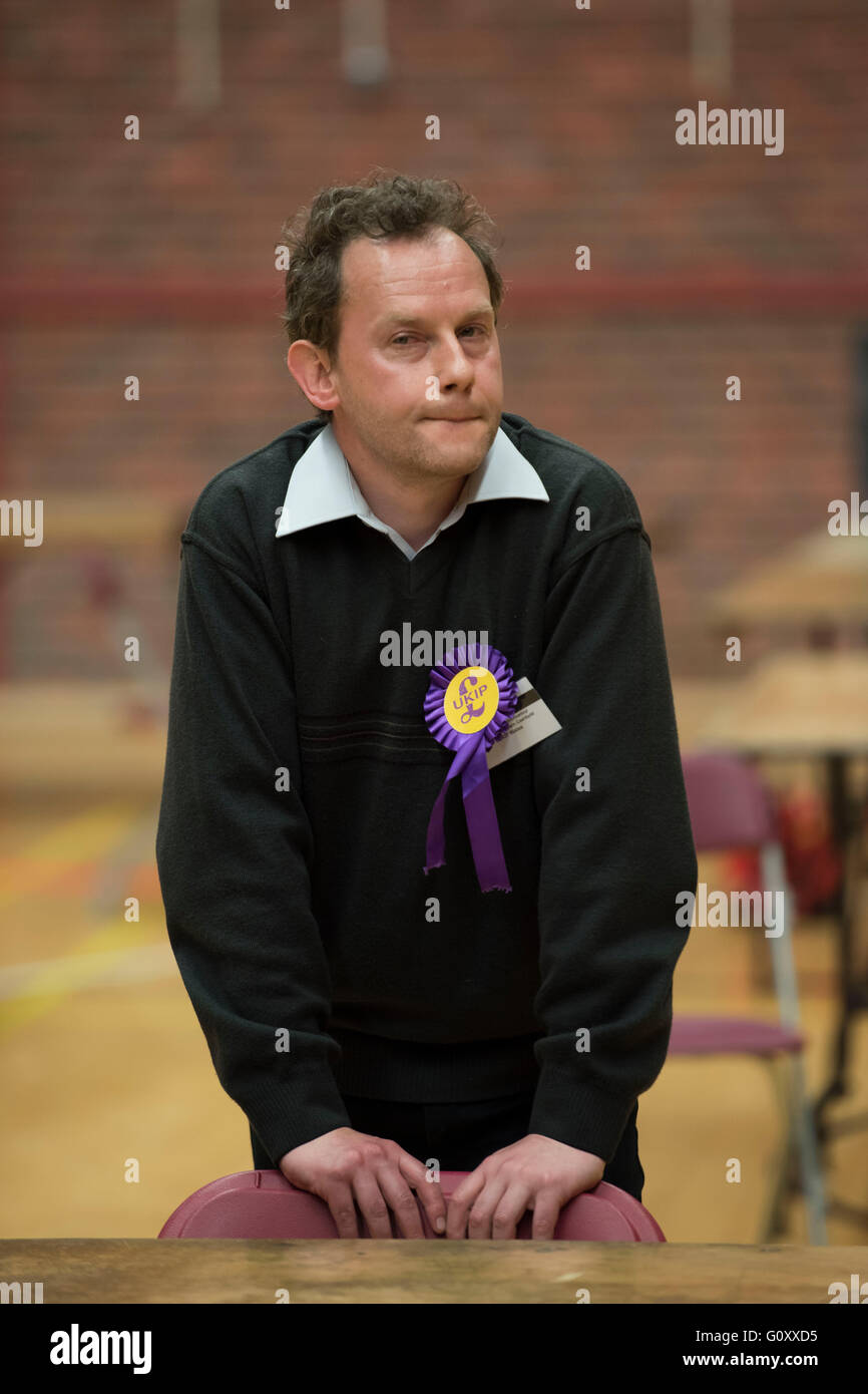 Gareth Bennett of UKIP looks on after winning a seat as an AM on the ...