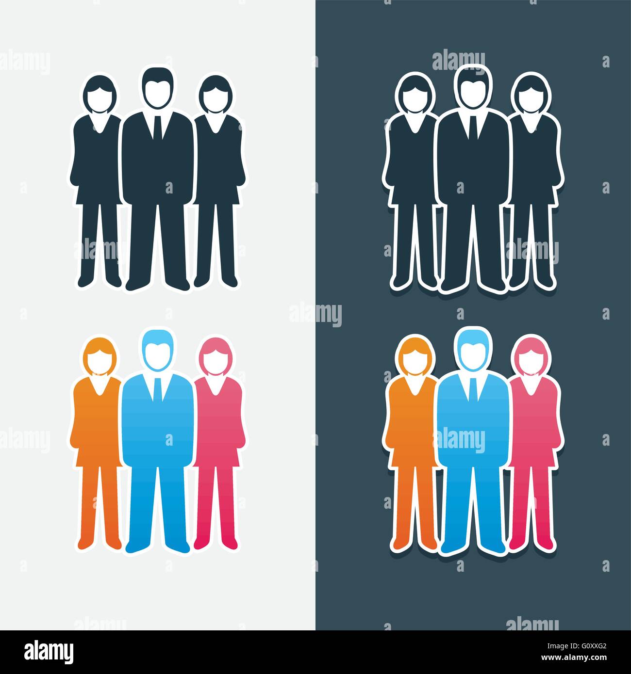 Vector isolated business people icon set. Team work concept Stock ...