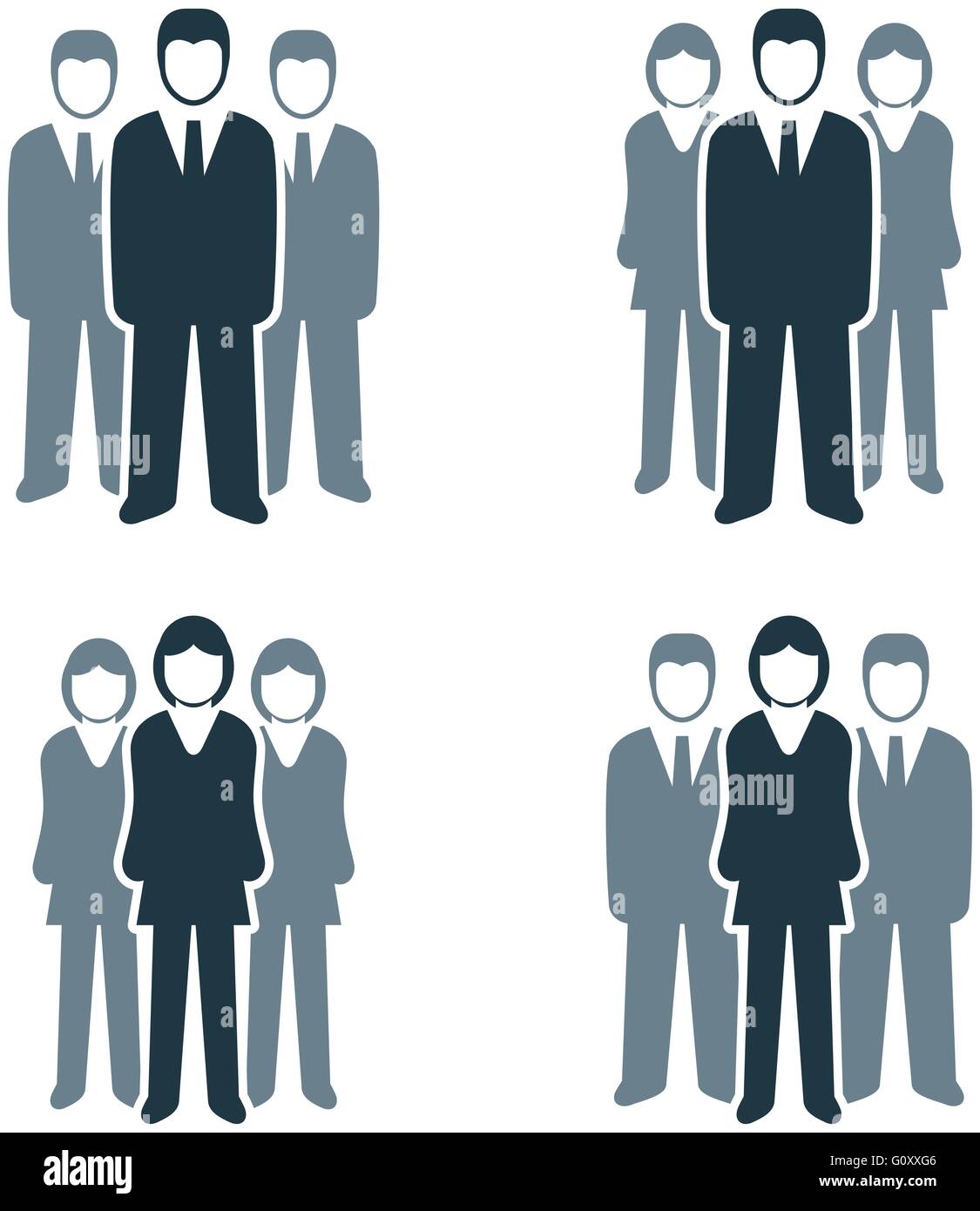 Vector isolated business people icon collection. Leadership of men and ...