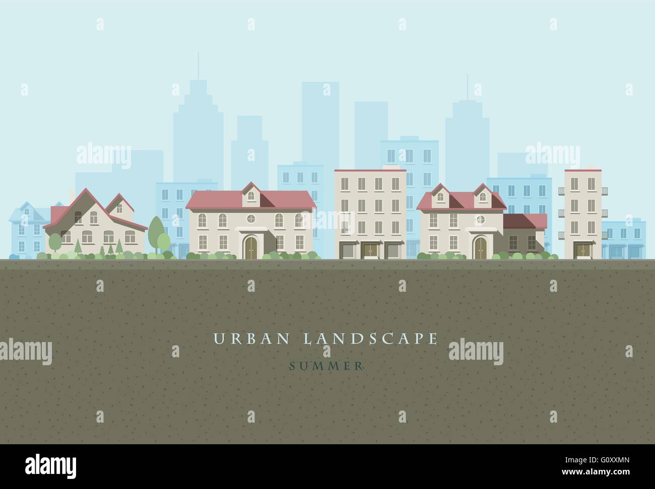 Vector flat illustration of city landscape. Elements are layered ...