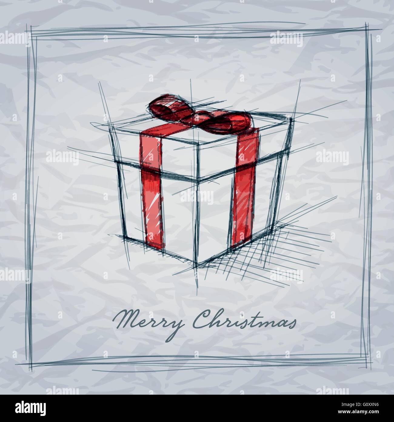 Vector hand drawn gift box sketch illustration. Elements are layered ...