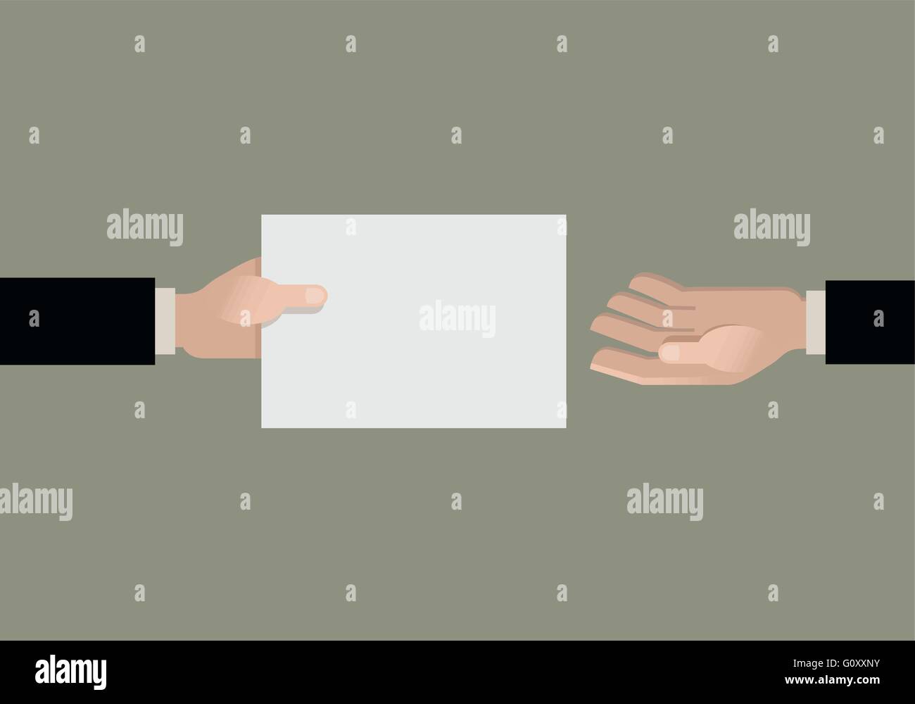 A hand giving a paper another hand. Flat vector illustration Stock ...
