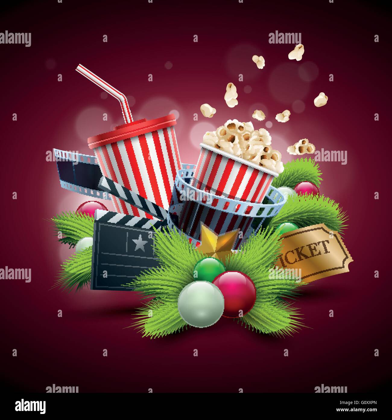 Christmas movie concept illustration. Elements are layered separately ...