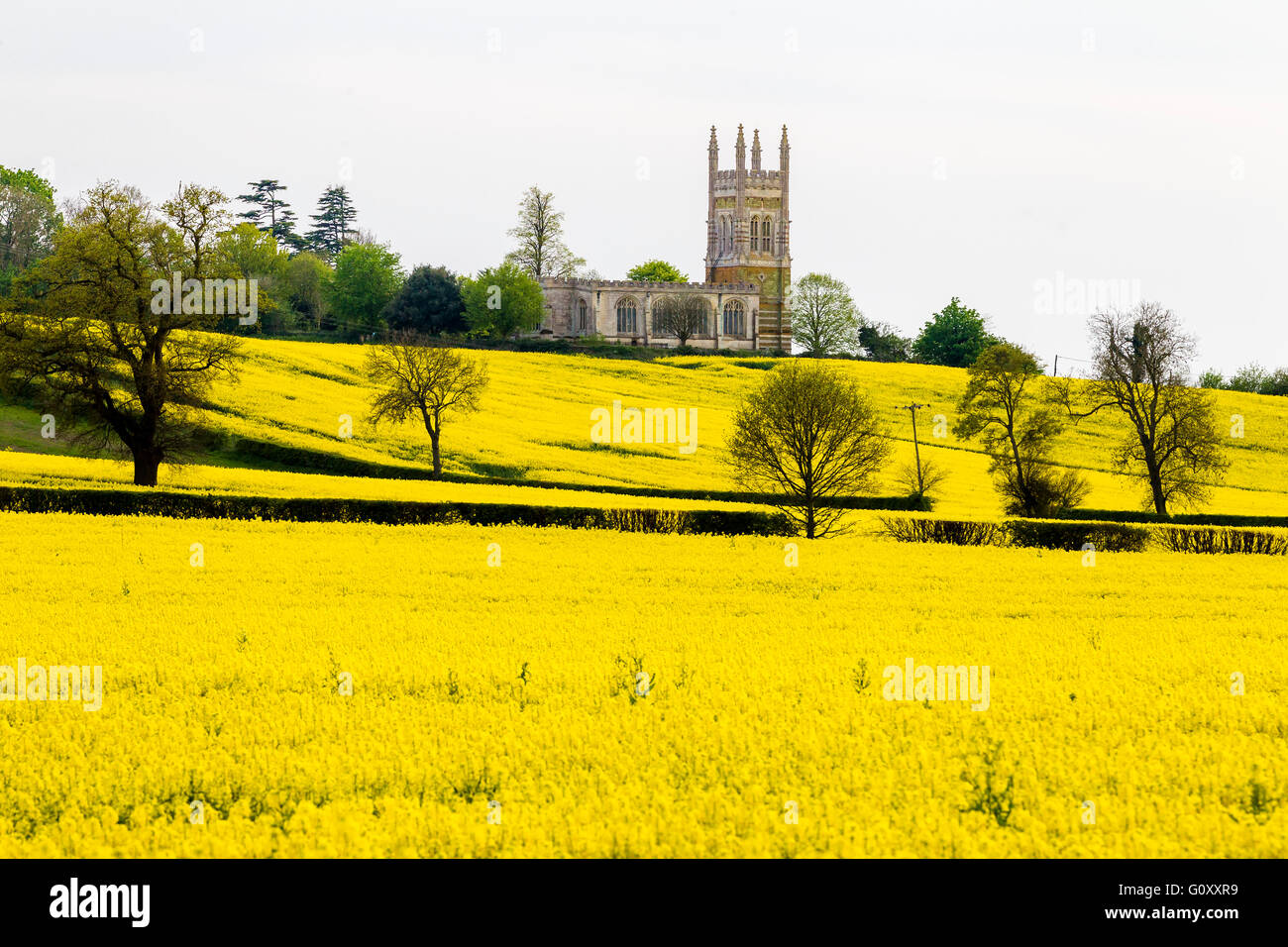 Church of St Mary the Virgin, Whiston on hilltop above filds of Rape ...