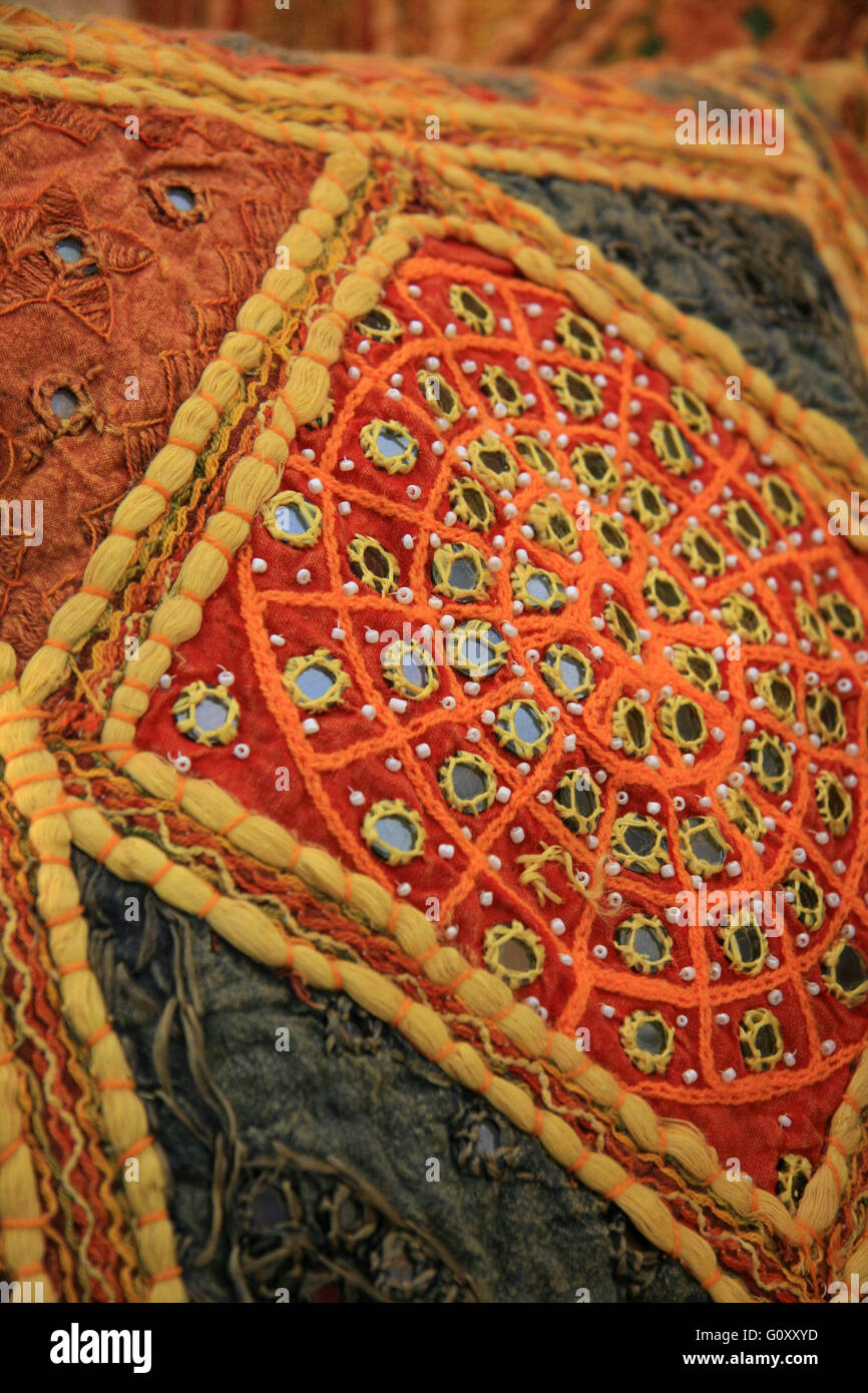 Colourful ornate Indian handmade textiles, material and fabric Stock ...