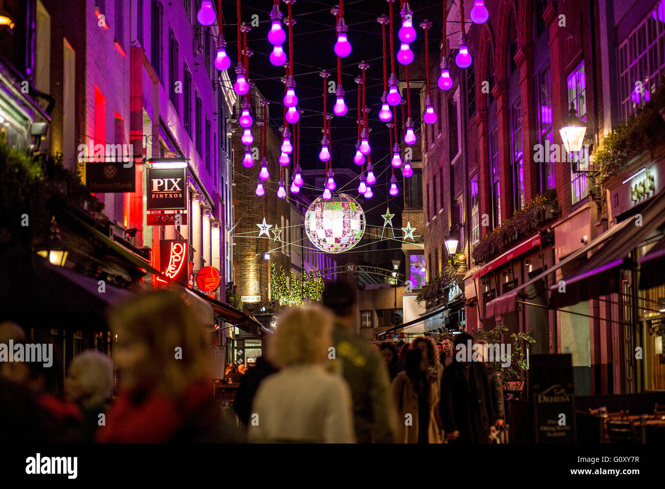 Carnaby Street lights hanging over pavement Stock Photo - Alamy