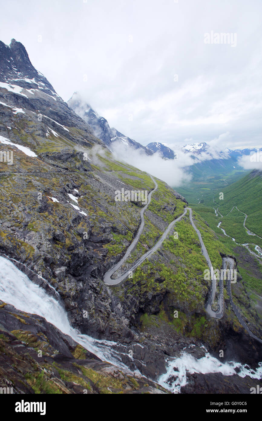Famous Norwegian Troll's Path Trollstigen or Trollstigveien winding ...