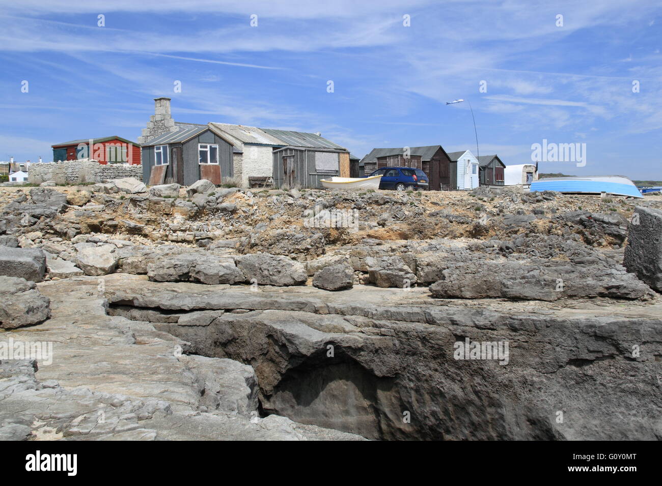 Fishermen's huts, Portland Bill, Jurassic Coast, Dorset, England, Great ...