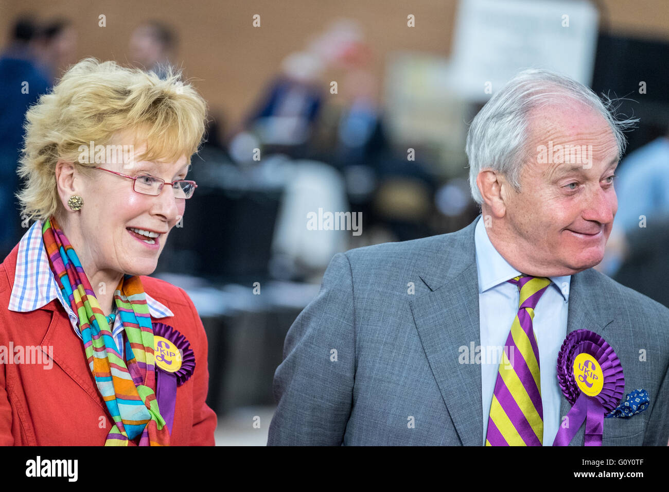 Llanelli, Wales, May6, 2016: Neil Hamilton and his wife attending the ...