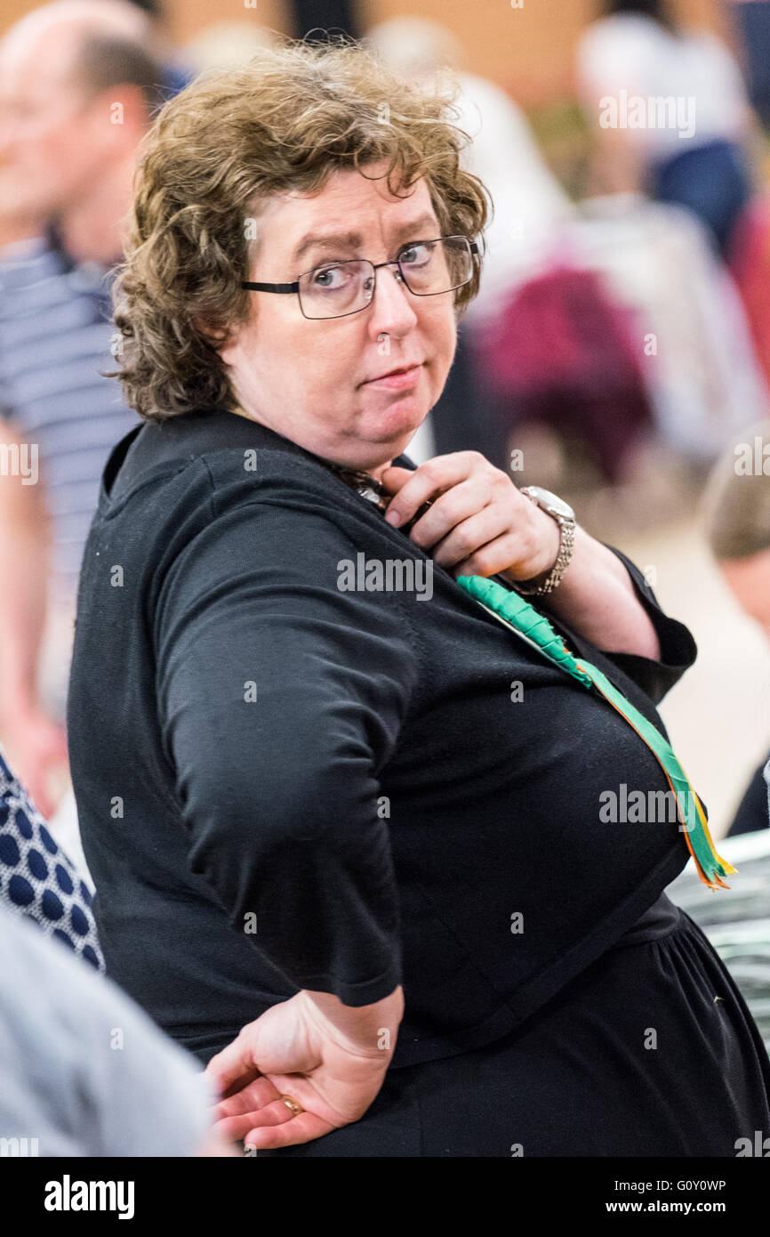 Llanelli, Wales, May6, 2016: Helen Mary Jones looks worried during vote ...