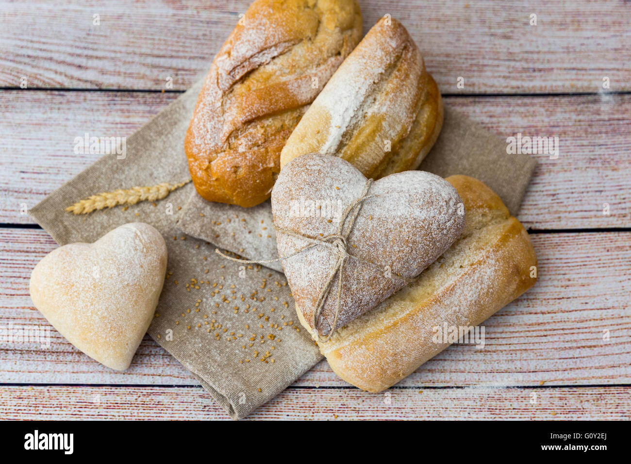 Heart shape loaves of bread Stock Photo - Alamy