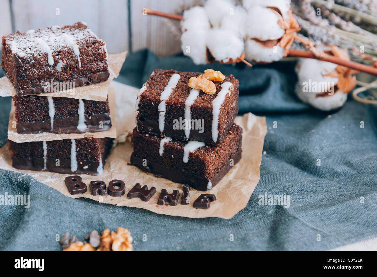 Chocolate brownie cakes Stock Photo - Alamy