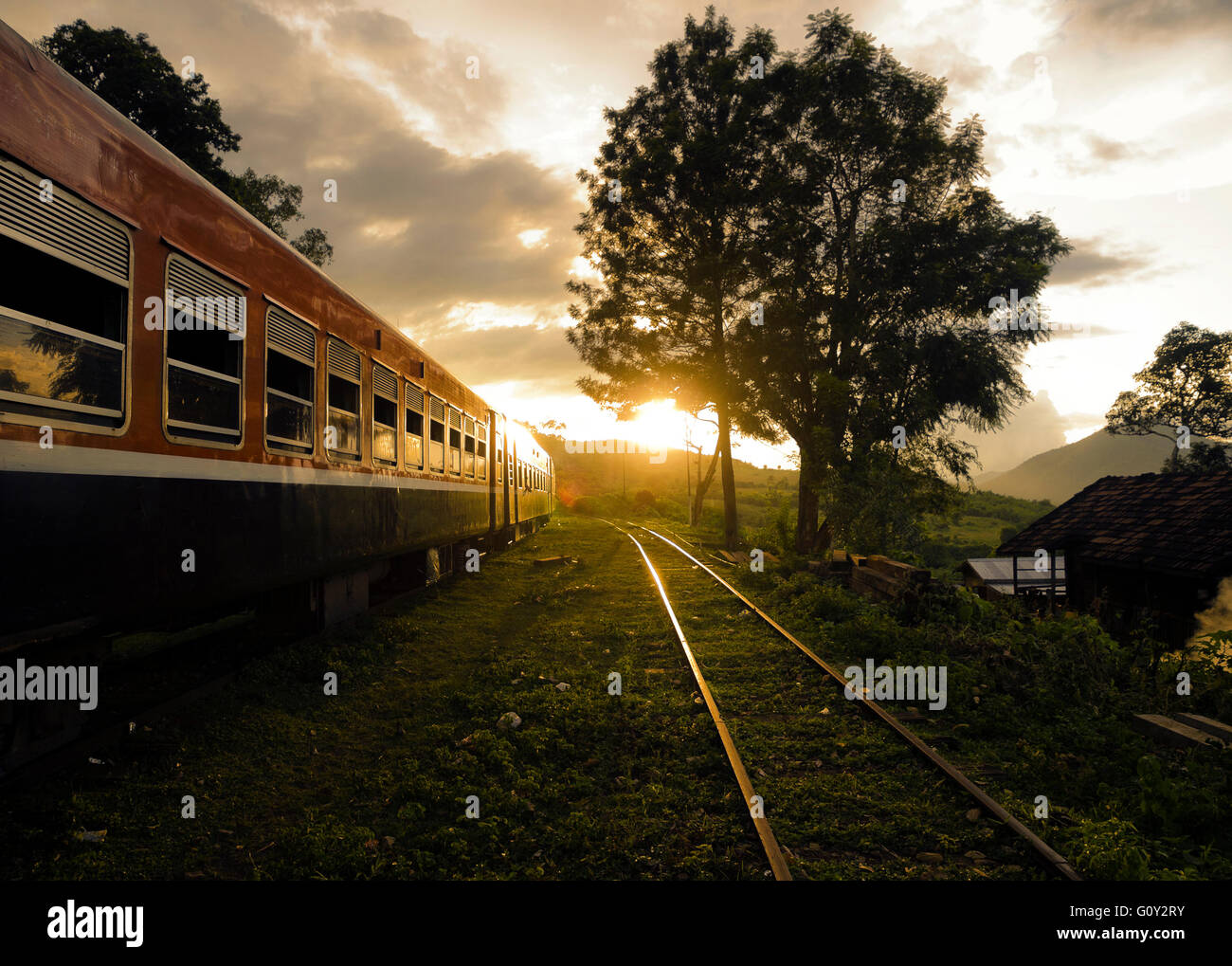 Landscape with carriage train hi-res stock photography and images - Alamy