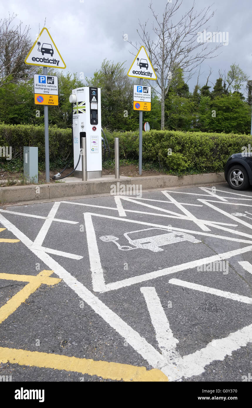 Electrical charging parking bays for cars at Aust Motorway services on ...