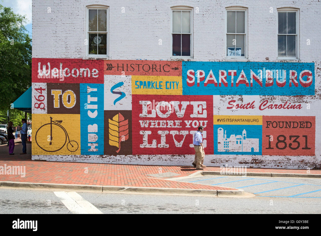 Spartanburg, South Carolina - Downtown wall art Stock Photo - Alamy Spartanburg, South Carolina - Downtown wall art Stock Photo - Alamy