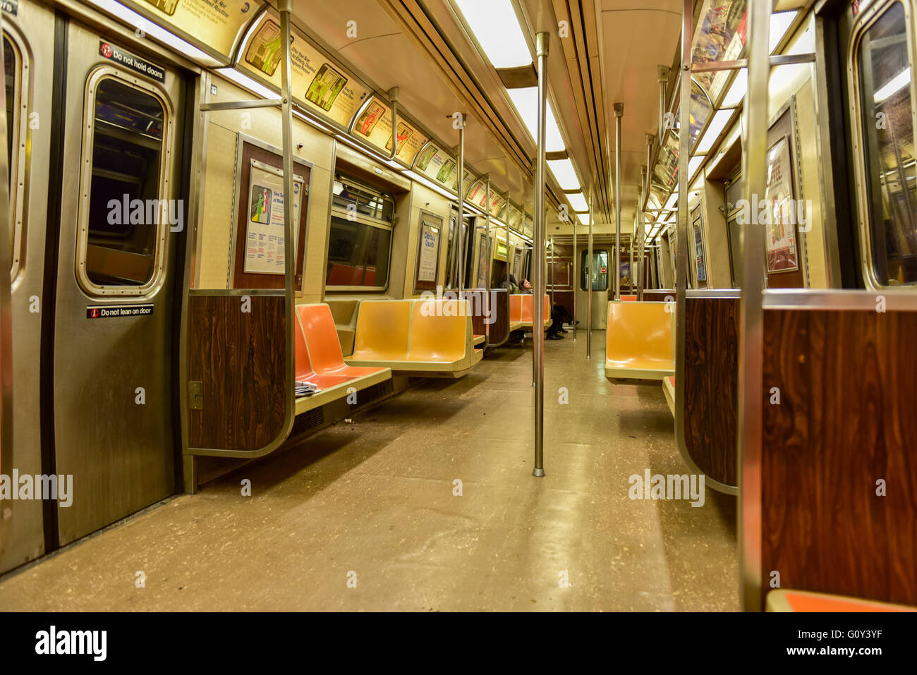 New York City Subway Car interior when empty Stock Photo - Alamy