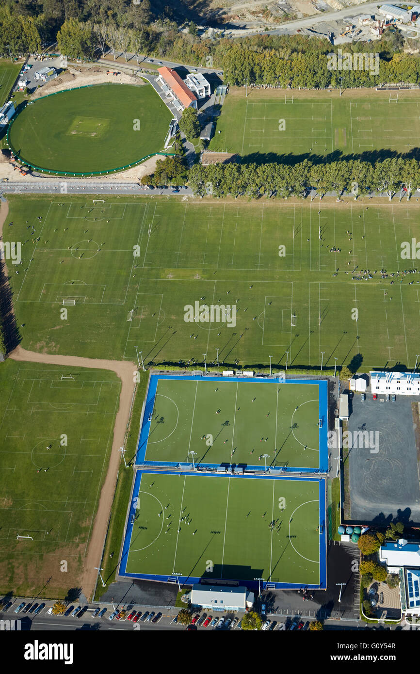 Sports fields at Logan Park, Dunedin, Otago, South Island, New Zealand ...