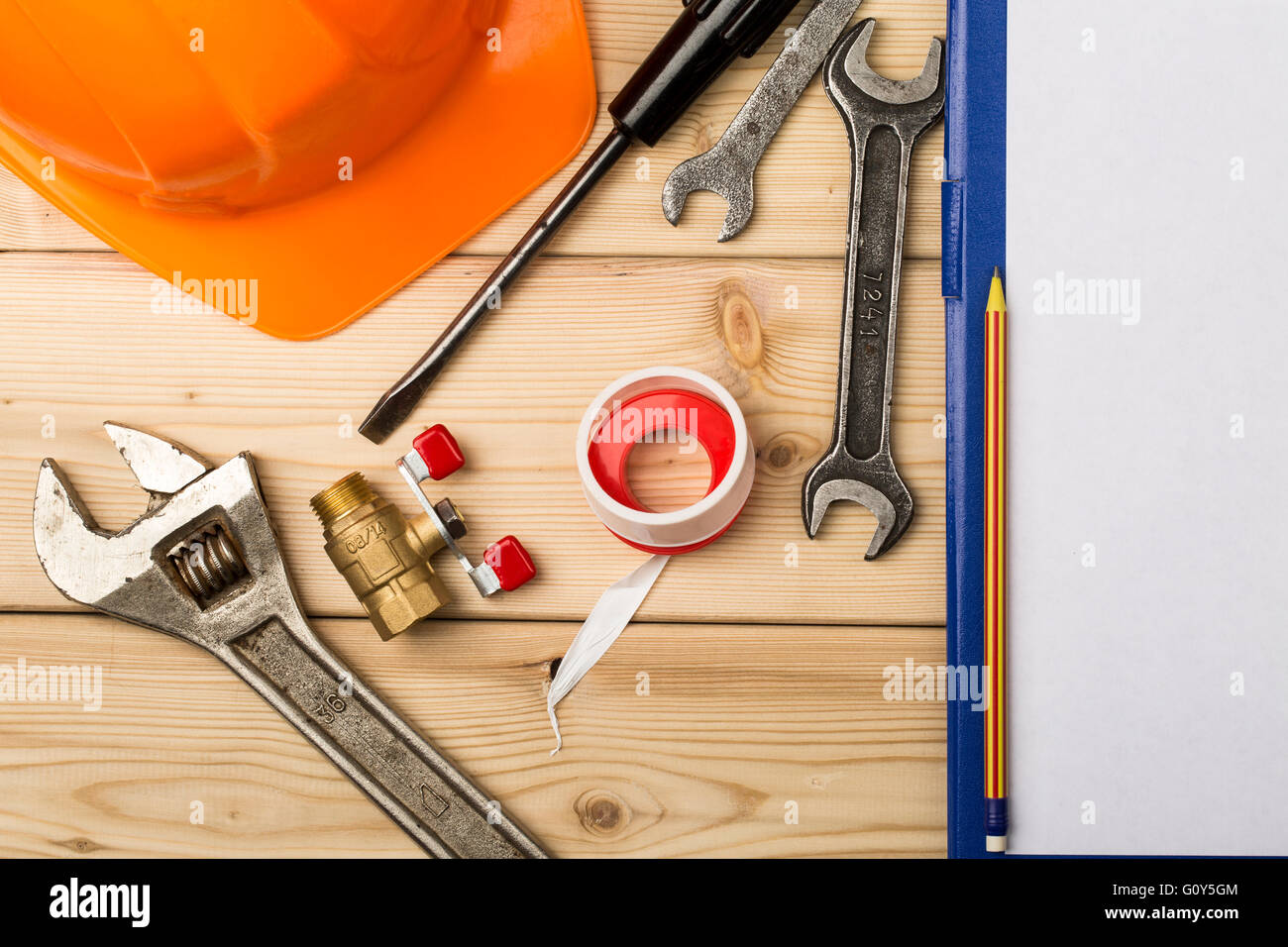 Hand tools on workbench hi-res stock photography and images - Alamy