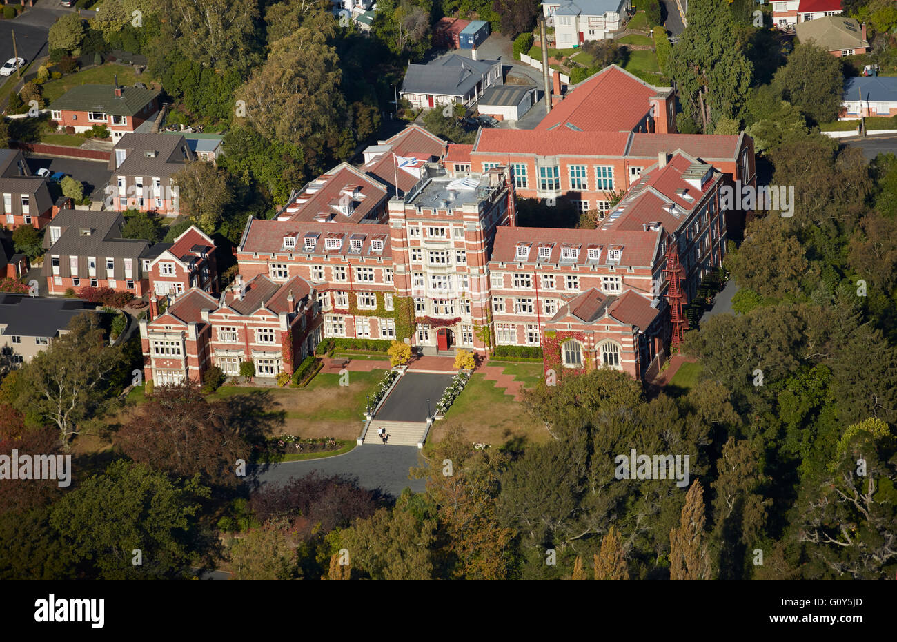 Knox College, North Dunedin, South Island, New Zealand - aerial Stock ...