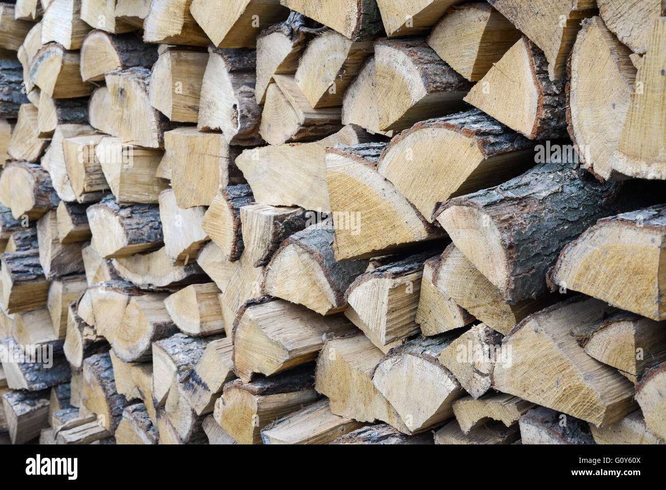 Wood stack from an angle in natural light Stock Photo - Alamy