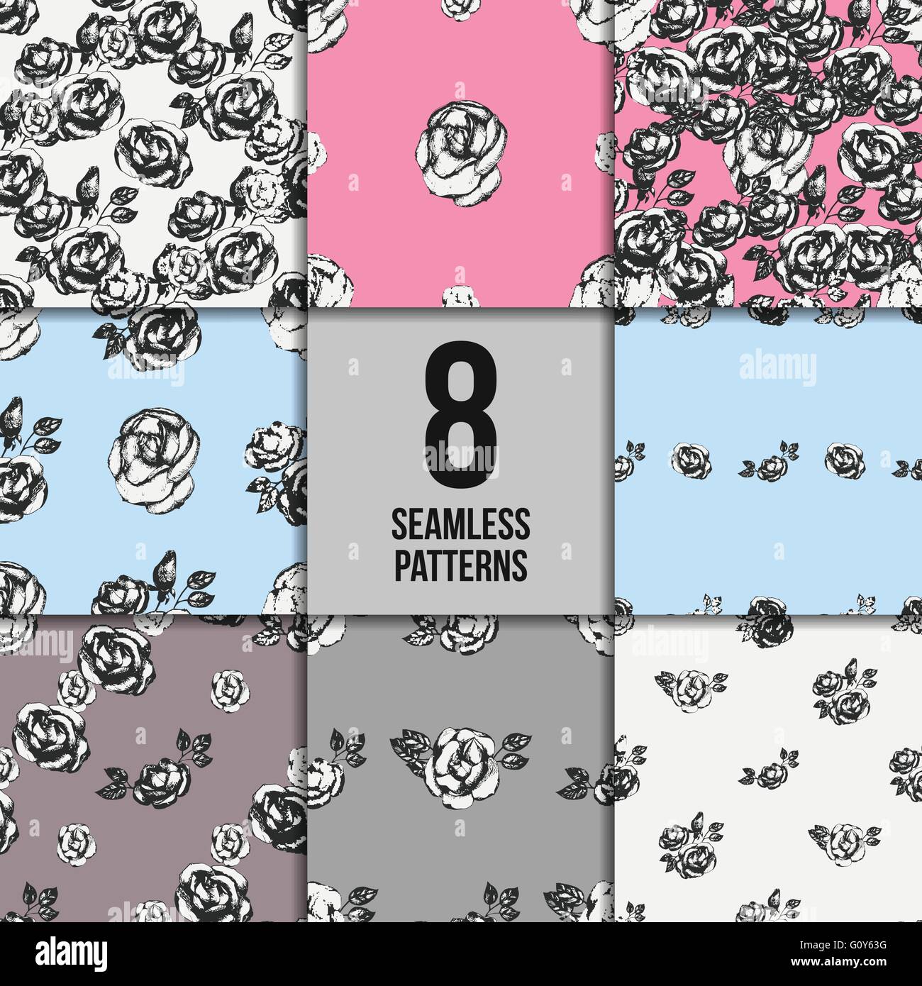 Vintage black and white rose patterns Stock Vector Image & Art - Alamy