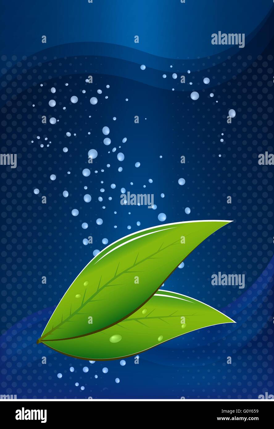 tea leaves on a blue background with water drops Stock Vector Image ...