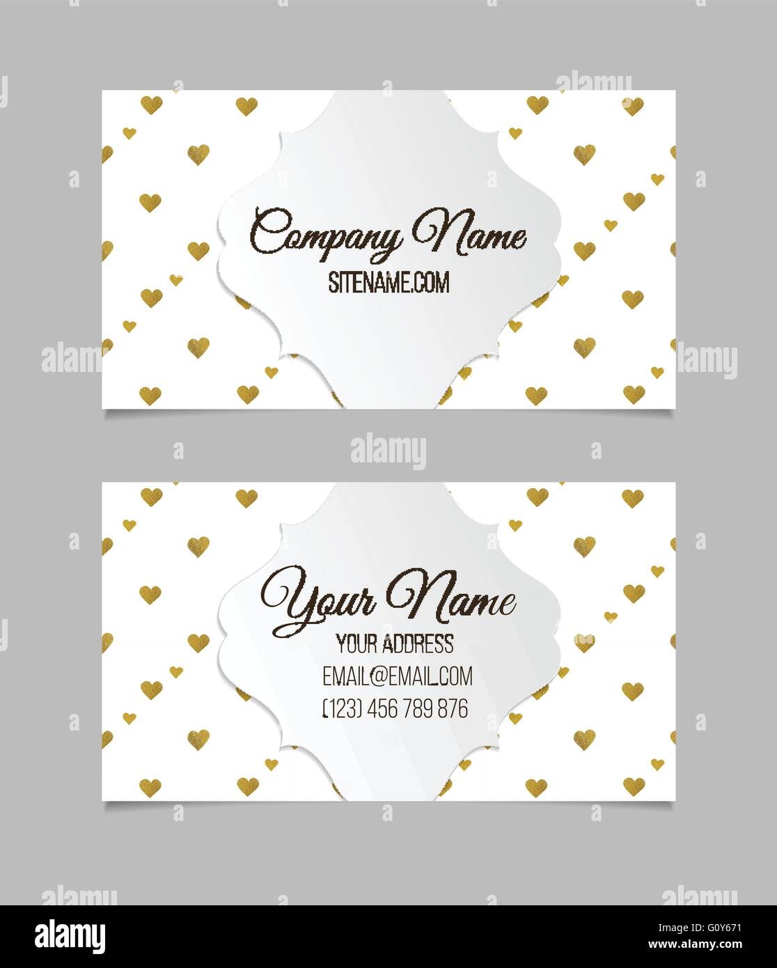 Visiting card with golden foil heart shape design Stock Vector Image ...