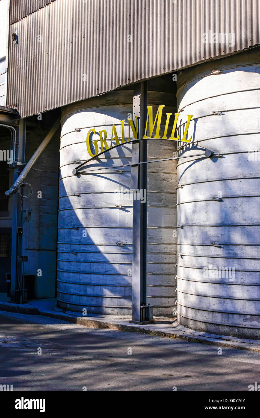 Jack Daniels distillery grain storage vats in Lynchburg, Tennessee ...