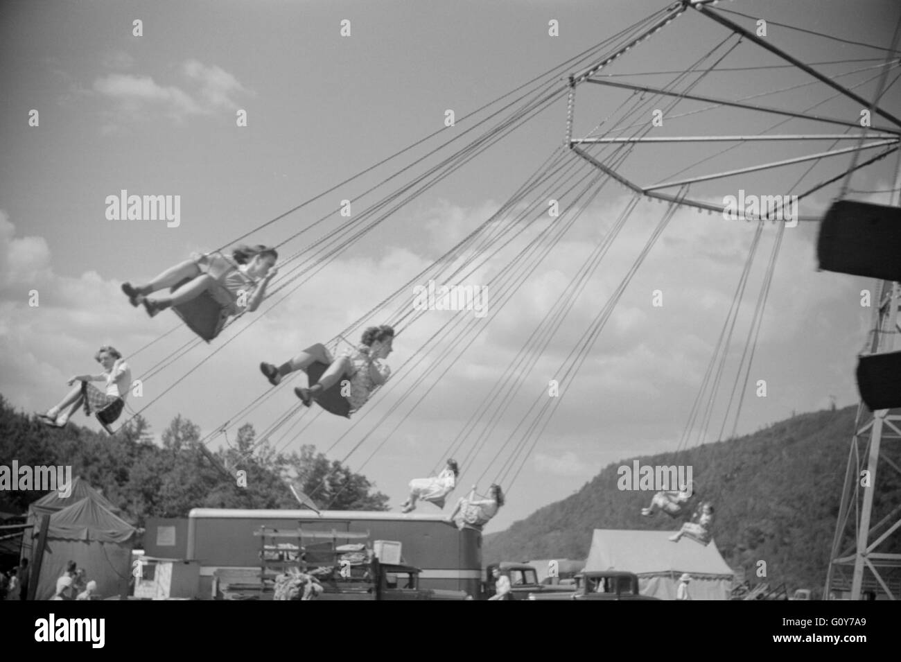 Carnival Ride, Bellows Falls, Vermont, USA, by Jack Delano for Farm ...