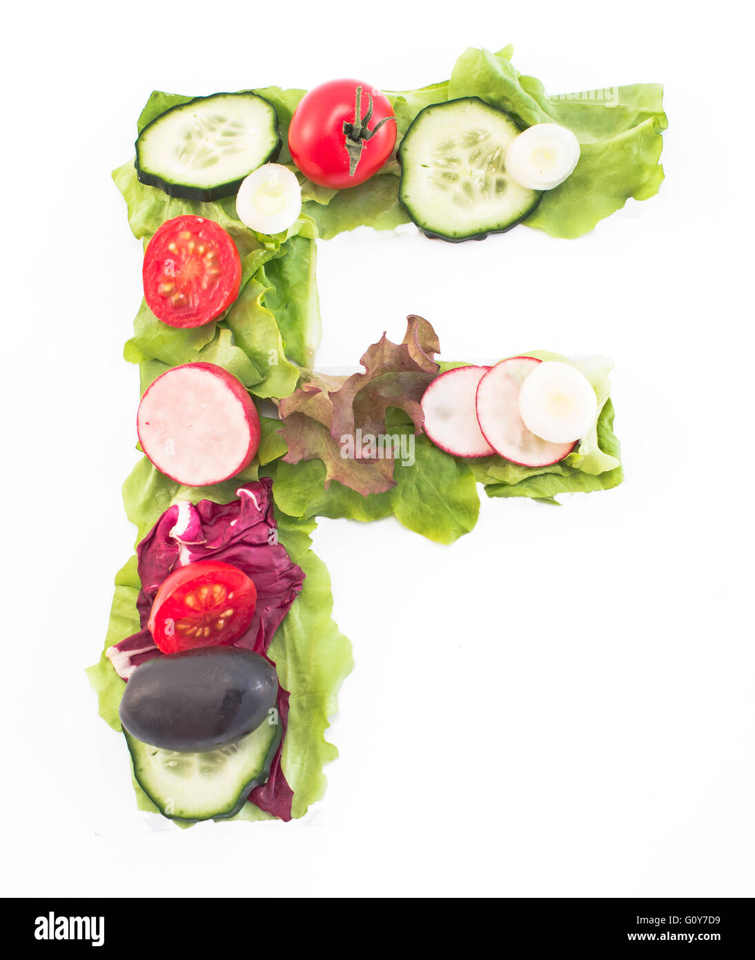 Letter F made of salad Stock Photo - Alamy