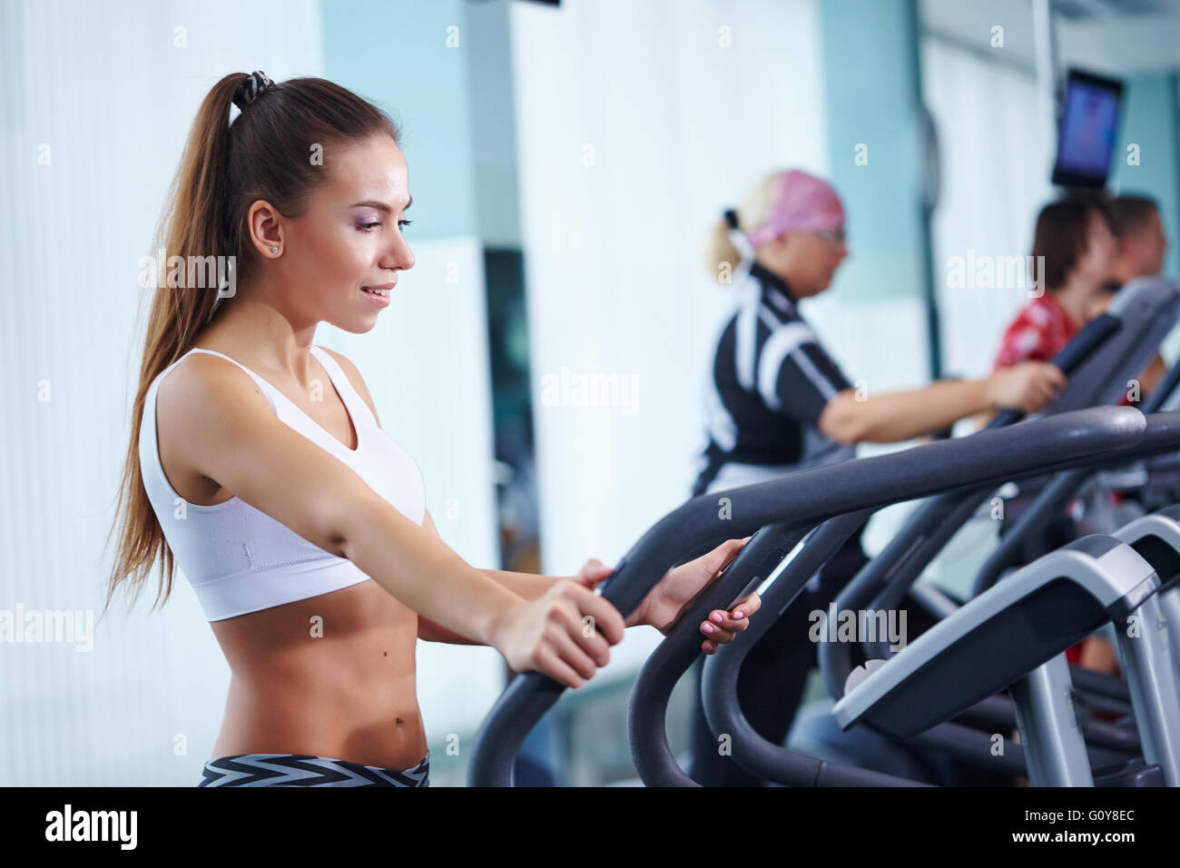 some people are trained in the gym Stock Photo - Alamy